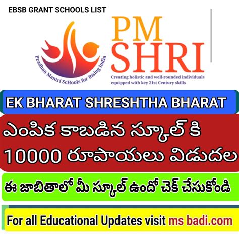 Ek Bharat Shreshtha Bharat Ebsb Programme In Pmshri Schools List 2025