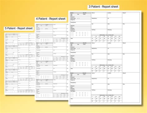 Nurse Report Sheet Bundle Nurse Sheet Templates Etsy