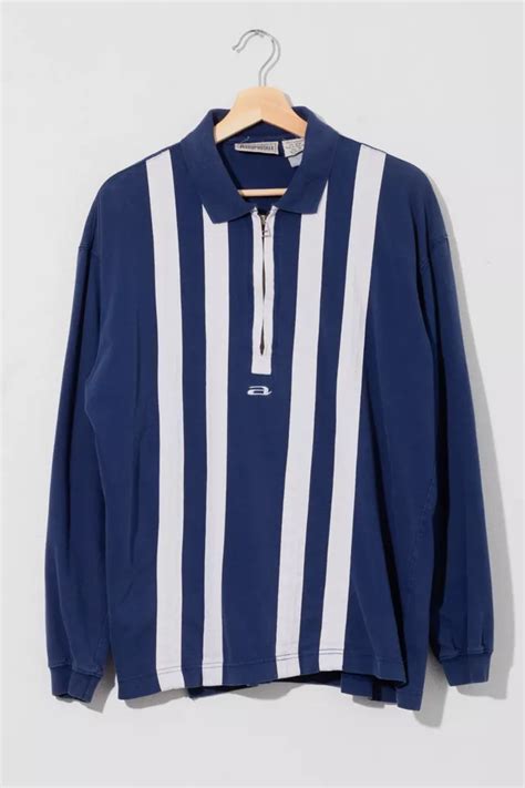 Vintage 1990s Quarter Zip Striped Rugby Shirt Urban Outfitters