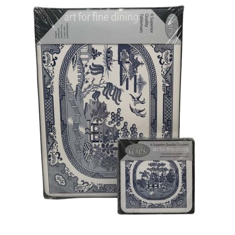 Bnwt Willow Pattern 6pc Set Coasters Placematss