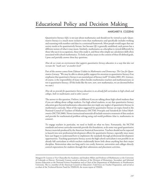 Pdf Educational Policy And Decision Making