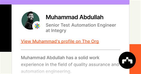 Muhammad Abdullah Senior Test Automation Engineer At Integry The Org