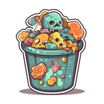 Ikon Kartun Tumpukan Sampah Diisi Dengan Kartun Tengkorak Clipart