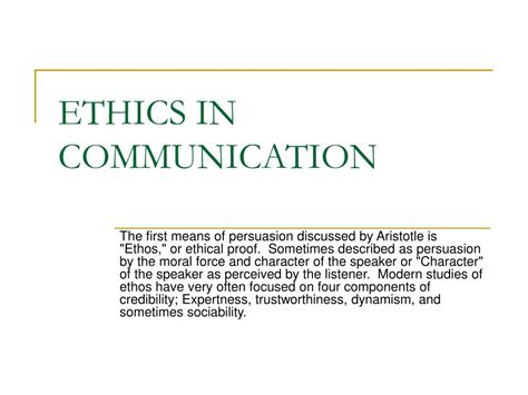 Ppt Ethics In Communication Powerpoint Presentation Free Download Id 310107