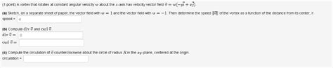 Solved A Vortex That Rotates At Constant Angular Velocity W Chegg