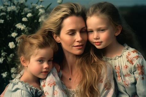 Mother And Daughters Premium Ai Generated Image