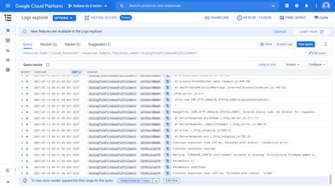 Dialogflow Es Fulfillment Code Error Webhook Call Failed Error Unavailable Stack Overflow