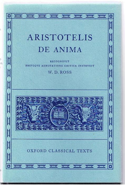 Amazon De Anima Oxford Classical Texts Aristotle Ross David