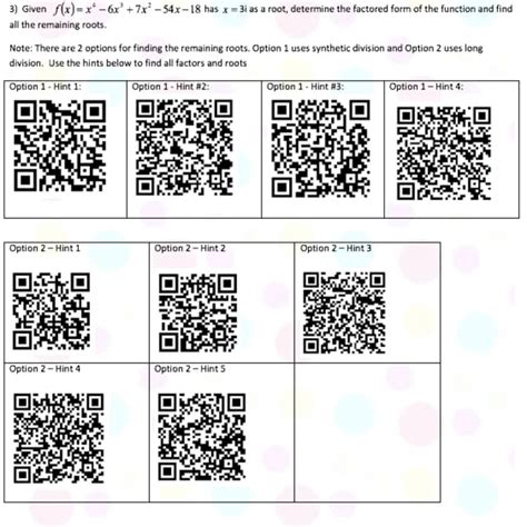Finding Roots Of Polynomial Functions Given A Factor Or Root Tpt
