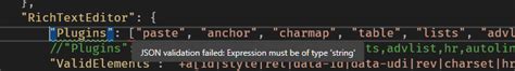 appsettings schema for rte plugins does not validate either string or