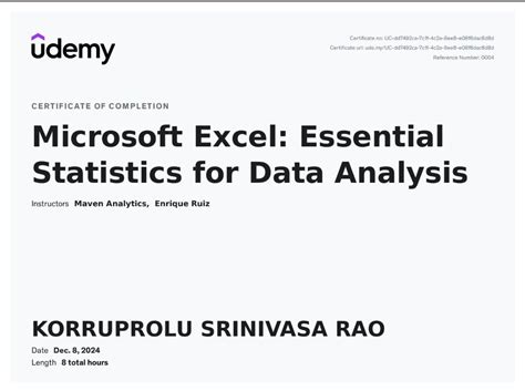 Srinivas Koruprolu On Linkedin Excelskills Statistics Dataanalysis Continuouslearning