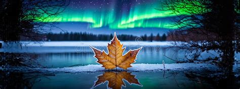 A Photo Of A Frozen Maple Leaf Remnant Covered With Frost And A Thin Layer Of Ice Stock