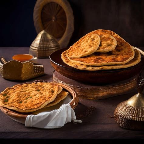 Premium Ai Image Indian Style Puffed Chapatis On A Wooden Base Image Background Hd