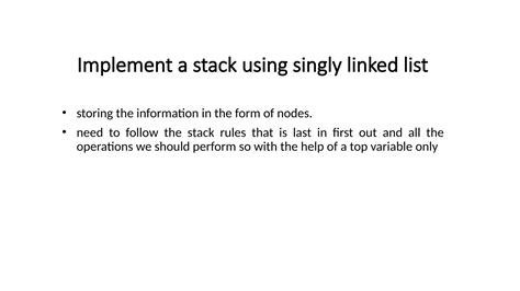 Stack Implementation Using Linked List Ppt Pptx