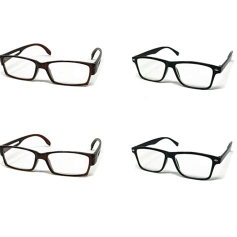 4 Pack Reading Glasses Men Women Unisex Readers Square Rectangle Frame