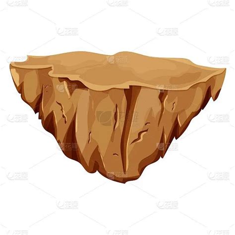 石头，沙漠飞行岛，详细的卡通风格孤立在白色背景股票矢量插图。幻想的土地，ui游戏的位置，资产。碎片素材 花瓣网