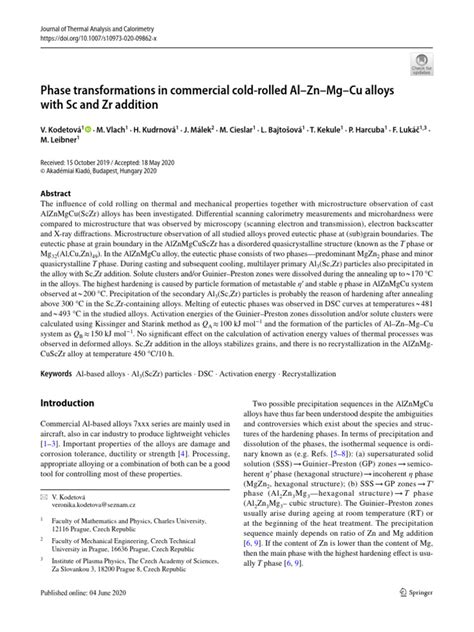 Kodetová2020 Jtac Pdf Differential Scanning Calorimetry Heat Treating