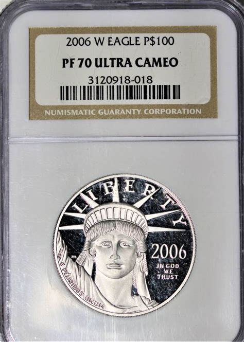 2006 W Platinum Eagle 100 Ngc Proof 70 Ultra Cameo Bellisario Rare