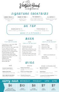 Menus Venice Beach