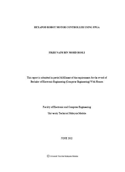 Hexapod Robot Motor Controller Using Fpga