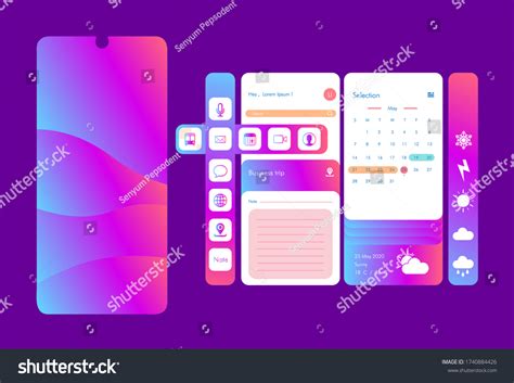 Creative Ui Ux Gui Screens Mobile Stock Vector Royalty Free 1740884426 Shutterstock