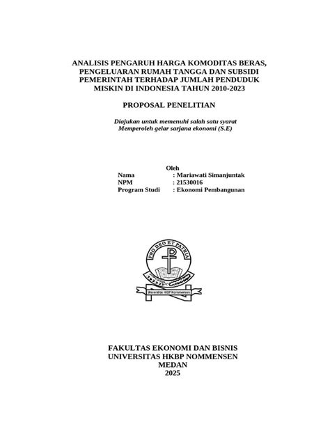 Analisis Pengaruh Harga Komoditas Pangan Mariaa 24 Juni Pdf