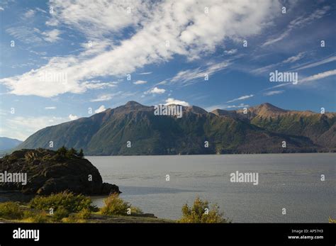 Usa Alaska Anchorage Area Beluga Point View Of The Turnagain Arm And Kenai Peninsula Stock