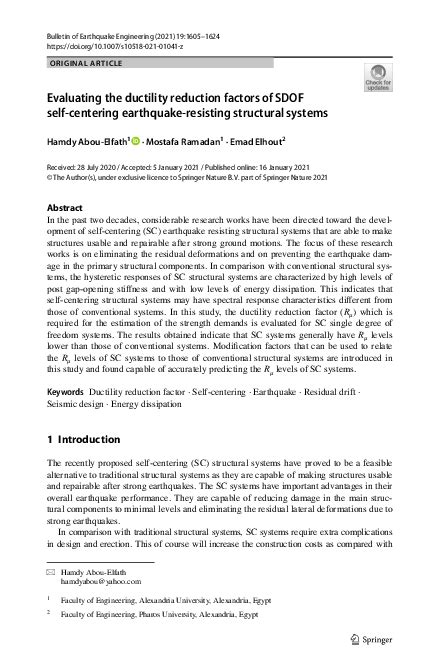 Pdf Ductility Reduction Factors For Sc Systems