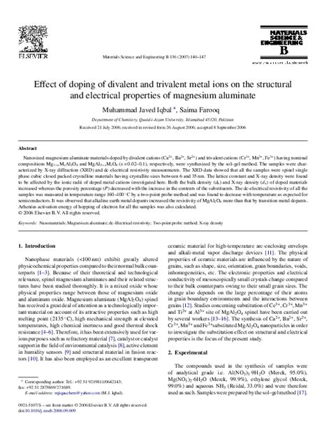 Pdf Effect Of Doping Of Divalent And Trivalent Metal Ions On The Structural And Electrical