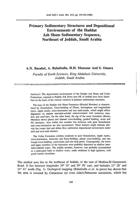 Primary Sedimentary Structures And Depositional Environments Of The