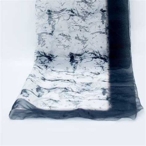 Organza White And Black Marble Style Printed Dupatta Duppatty Walay