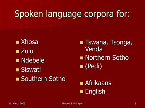 Ppt Spoken Language Corpora For The Official African Languages Of