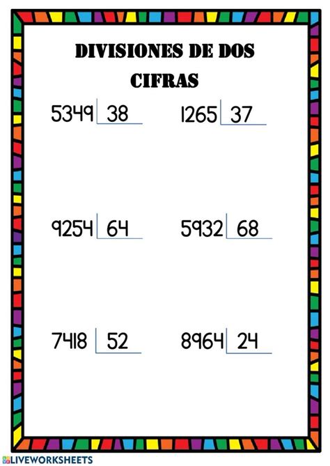 Divisiones De Dos Cifras Ficha Interactiva