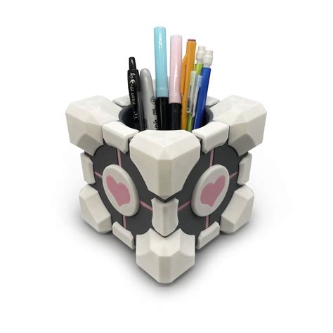 Companion Cube Pen Holder 3d Printed Portal Pencil Holder Desk Organizer Aperture Science