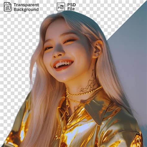 Retrato De Uma Sorridente E Bela Jovem Coreana Isolada Em Fundo