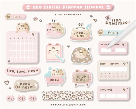 Kawaii Digital Planner Stickers For Goodnotes Planner Goodnotes