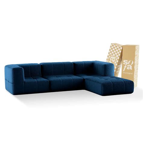 4 Piece Modular Sofa In Blue Bold And Comfortable The Growing Sofa
