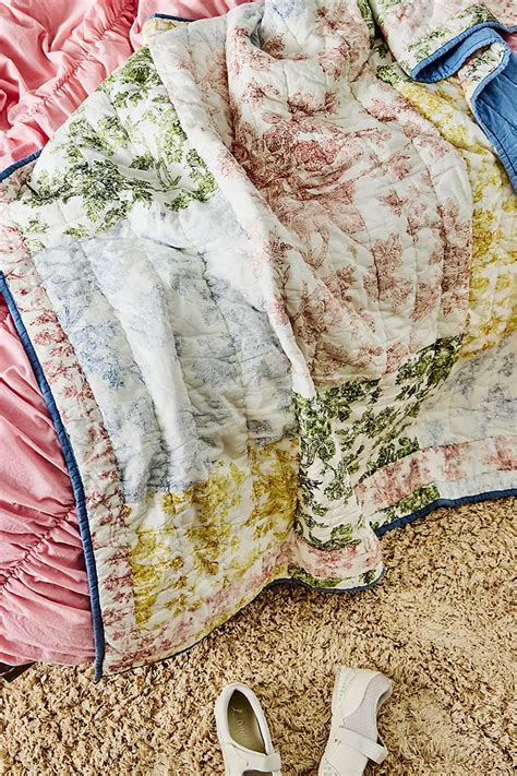 Toile Patchwork Quilted Throw Urban Outfitters Uk