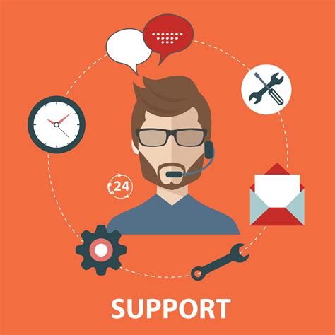 Support Service Concept Flat Design Illustration With Icons Technical
