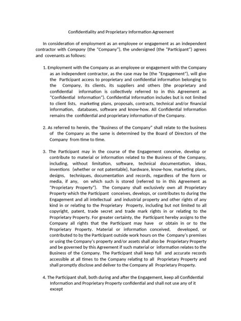 Confidentiality Agreement For Participants Pdf Trade Secret