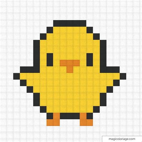 Pixel Art Adorable Yellow Chick To Create Easily