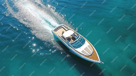 Premium Ai Image Aerial View Of A Speedboat In The Turquoise Sea