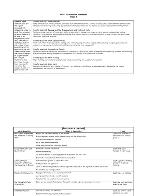G 3 Aero Mathematics Standards Pdf Multiplication Division Mathematics