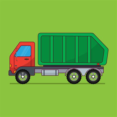 Ilustración De Icono De Vector De Dibujos Animados De Camión De Basura