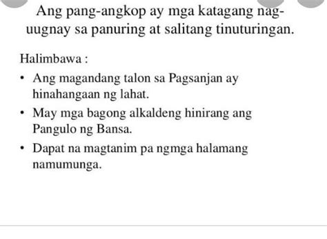 Dalawang Halimbawa Ng Pangungusap Na Pang Angkop Na G Brainly Ph