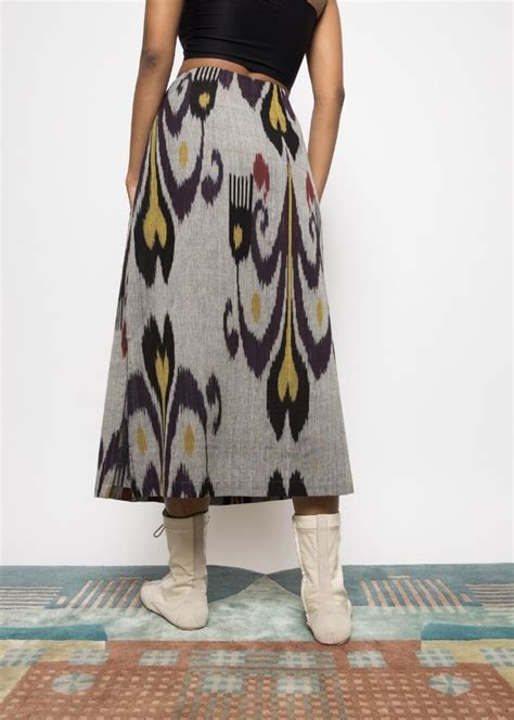 Buy Multicolor Handwoven Cotton Ikat Skirts Pleated Midi Skirt By