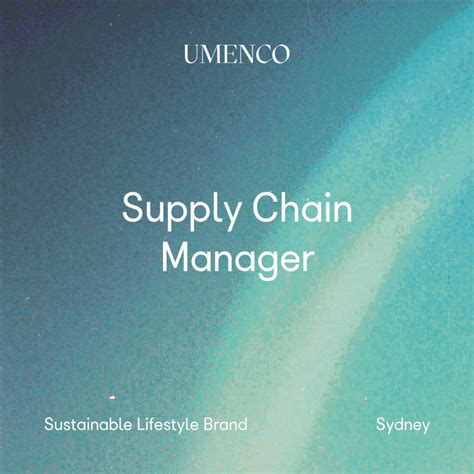 Umenco Roles Supply Chain Manager Sustainable Lifestyle Brand
