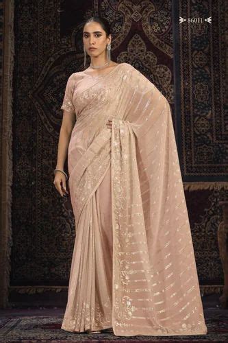 Latest Designer Heavy Georgette Thread Sequence Work Saree At ₹ 5000