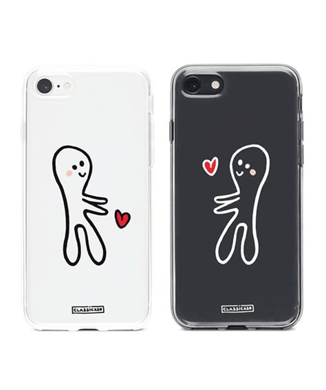 껌딱지 커플3종류폰케이스 아이폰13 아이폰 갤럭시 노트 투명젤리 젤하드 하드케이스 커플템 인싸템 우정템 귀여운 특이한 클래시케이스 병맛 드립 웃긴 선물 생일 투명케이스