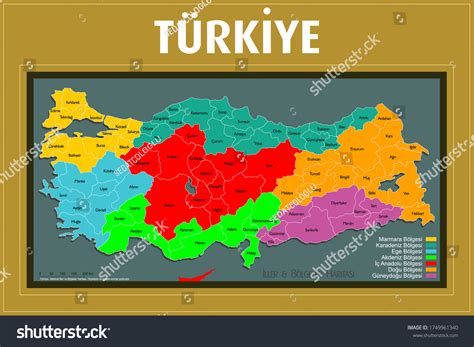 Vector Map Turkey Provinces Regions Full Scale Stock Vector Royalty